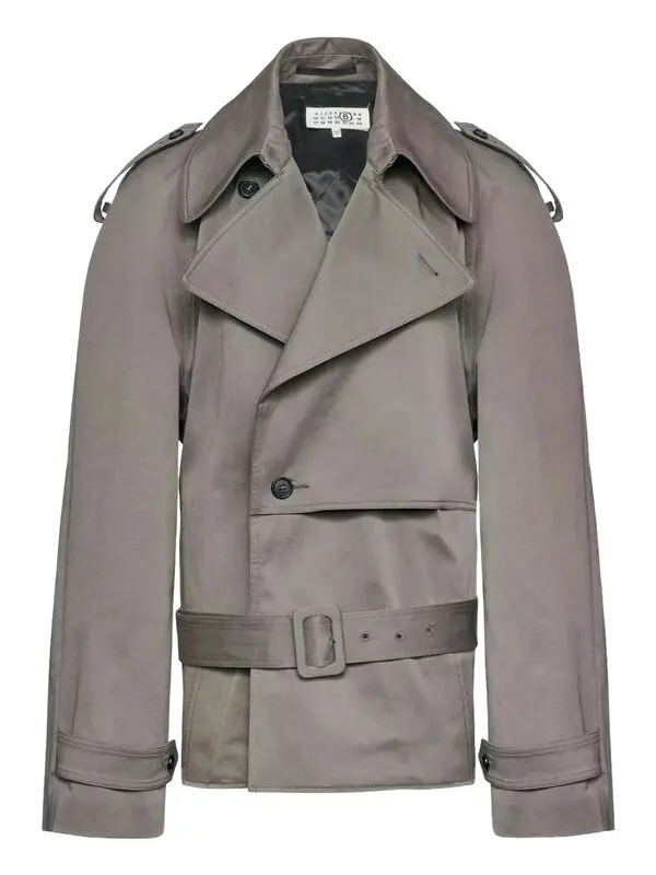 MAISON MARGIELA Double-breasted Belted Trench Jacket - Grey