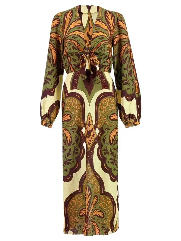 Johanna Ortiz Tie-front Paisley Print Dress - Neutrals