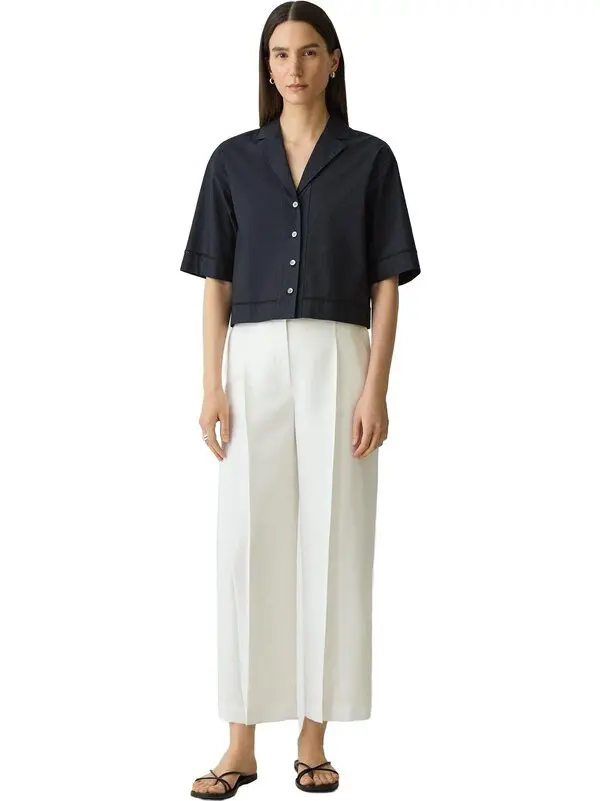 Theory Deep Pleat City Twill Pant - Ivory