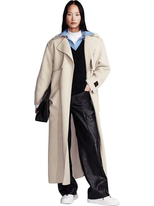 Calvin Klein Wool Blend Trench Coat - Peyote