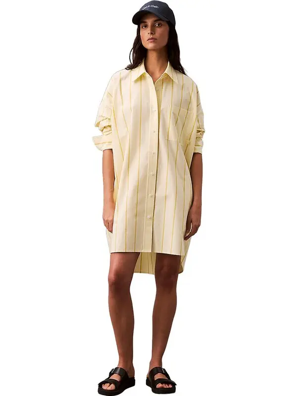 Calvin Klein Stripe Relaxed Shirt Dress - Morning Light