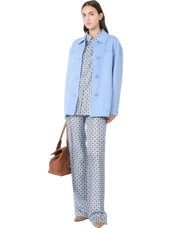 Max Mara Wool, Cashmere And Silk Broadcloth Jacket - Light Blue