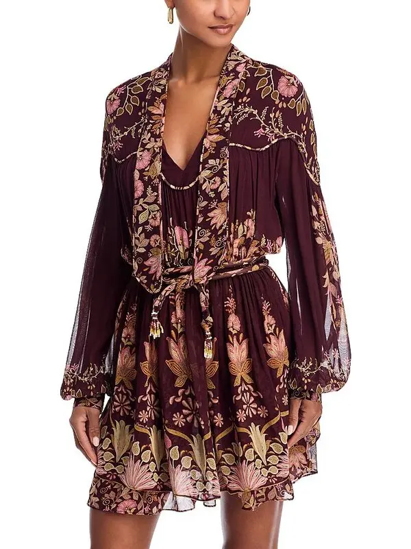 Farm Rio Bella Mini Dress - Bella Burgundy