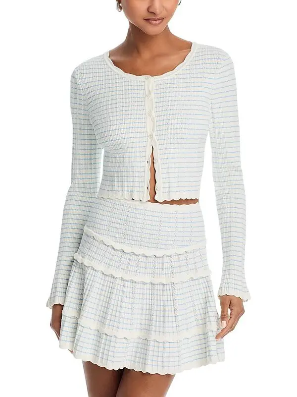 LoveShackFancy Media Scoop Neck Cardigan Sweater - Sailor Stripes