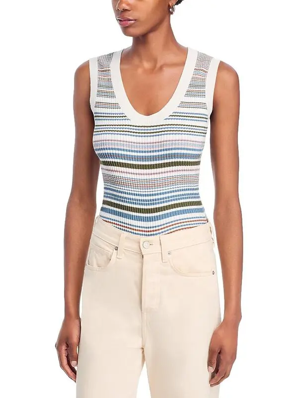 Veronica Beard Ezinna Stripe Knit Tank - Dove Multi