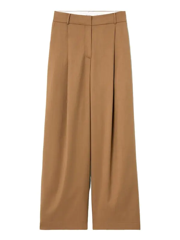 SLOAN The Wide-leg Pleated Trousers - Tan