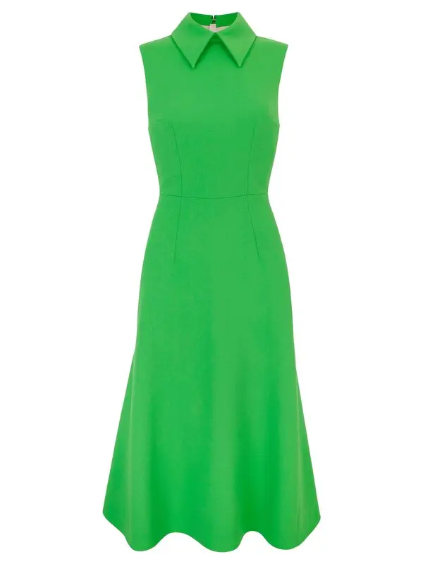 EMILIA WICKSTEAD Leontine Dress In Fresh Single Wool Crepe - Green