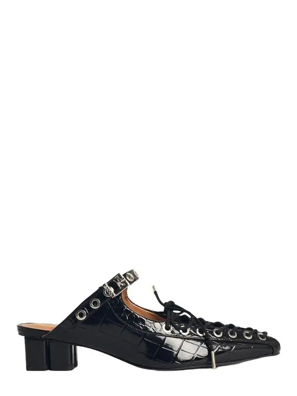 GANNI Mules With Laces - Black