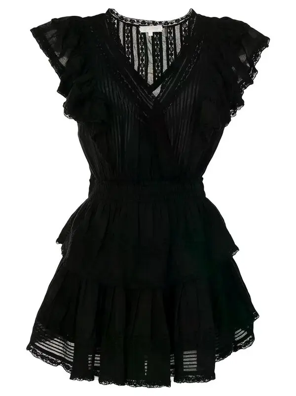 LoveShackFancy Gwen Ruffle Mini Dress - Black
