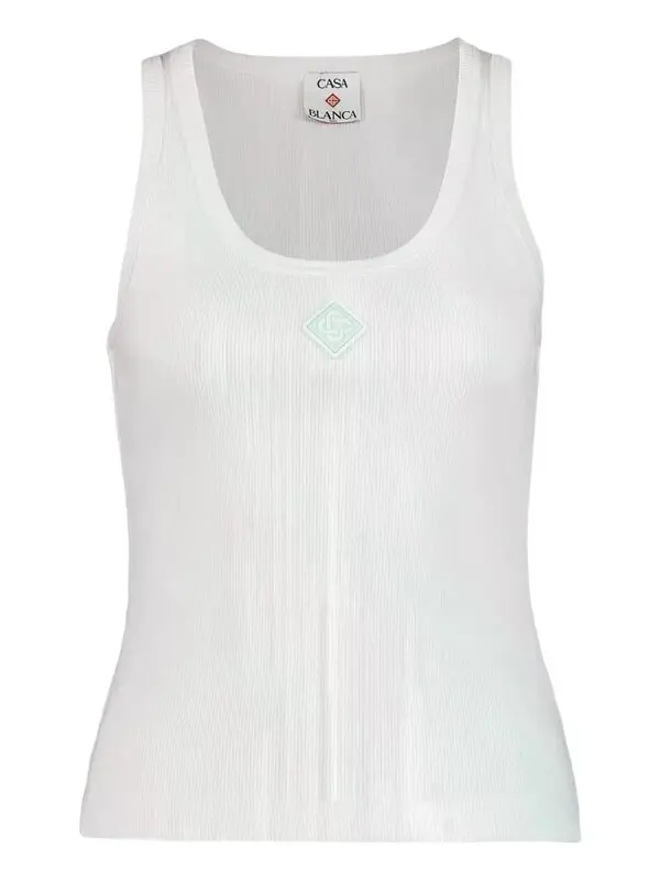 Casablanca Ribbed Tank Top With Logo - White