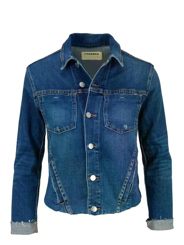 L'Agence Distressed Denim Jacket - Blue