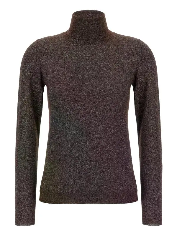 Brunello Cucinelli Roll-neck Sweater With Lurex Detail - Brown