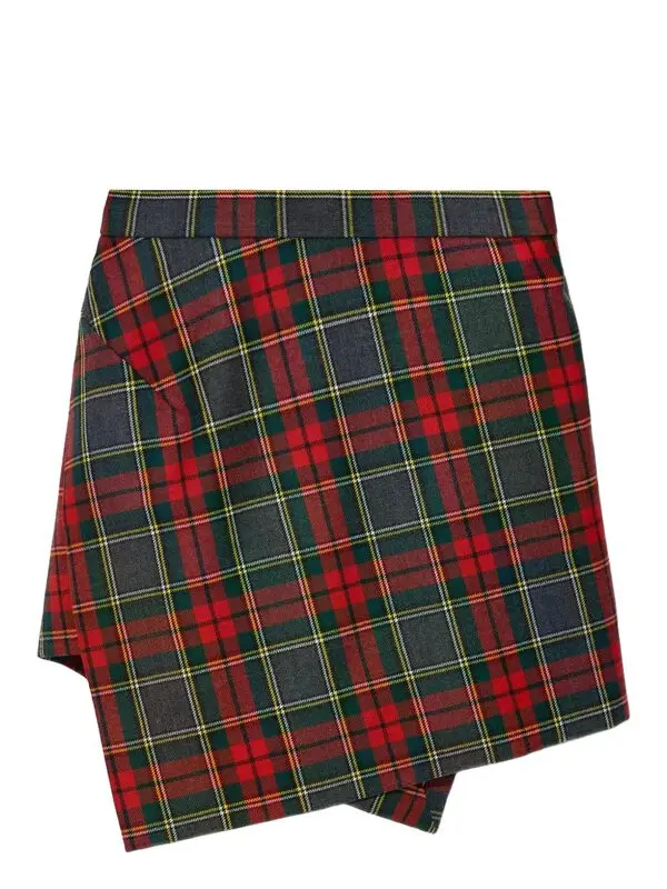 VIVIENNE WESTWOOD Asymmetric Plaid Mini Skirt - Green