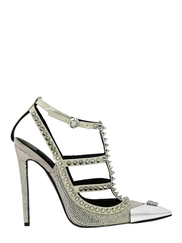 Philipp Plein 120mm Spike-embellished Heeled Sandals - Neutrals