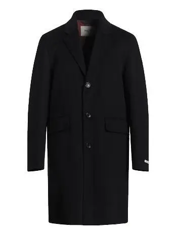 PALTO' Single-breasted Coat In Wool And Nylon - Blue