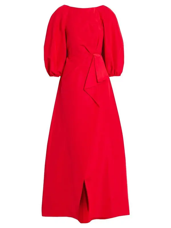 Carolina Herrera Wrap-effect Silk-faille Gown - Red