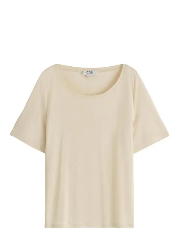 Cos Relaxed Scoop-neck T-shirt - Light Beige