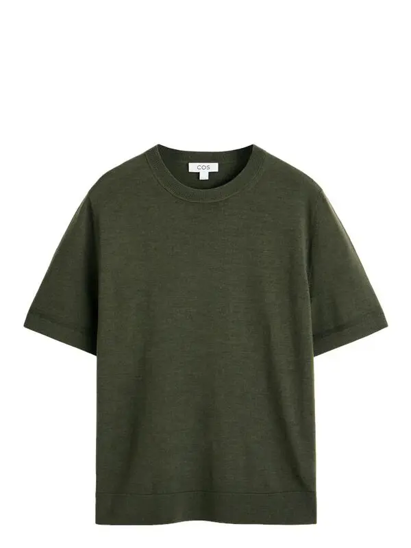 Cos Slim-fit Merino Wool Knitted T-shirt - Green