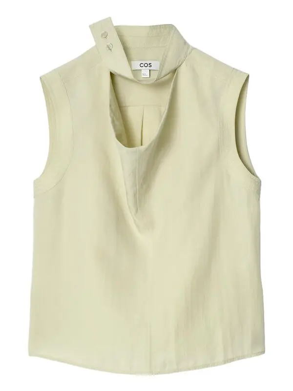 Cos Sleeveless Cut-out Cowl-neck Blouse - Green