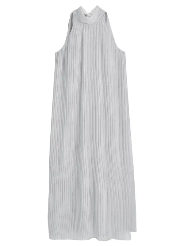 Cos Pleated Halterneck Maxi Dress - Light Blue