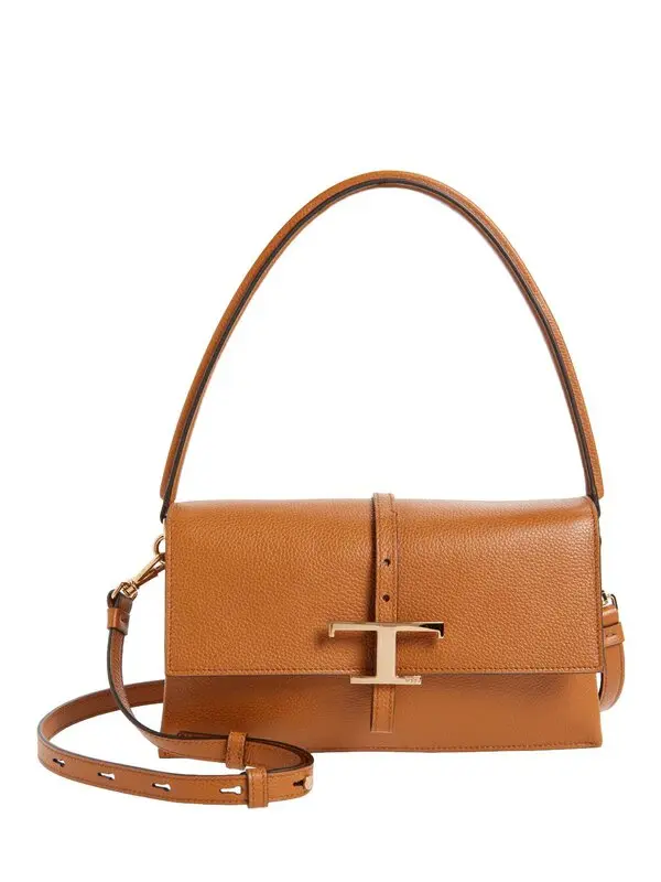 TOD'S Mini T Timeless Leather Shoulder Bag - Kenia Scuro