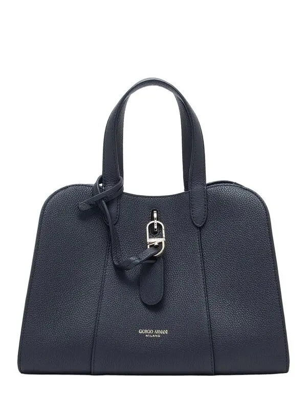Giorgio Armani Small Pebbled Leather Tote Bag - Black