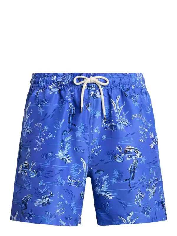 Polo Ralph Lauren Graphic-print Swim Shorts - Blue
