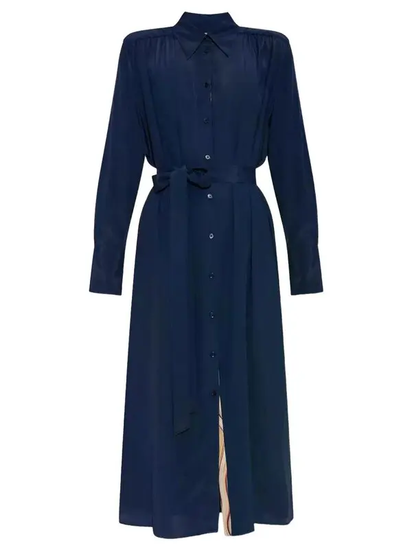 Paul Smith Silk Belted Shirt Dress - Blue