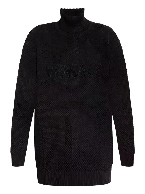 Versace Textured High-neck Jumper - Black