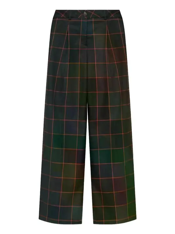 Paul Smith Checked Wide-leg Trousers - Green