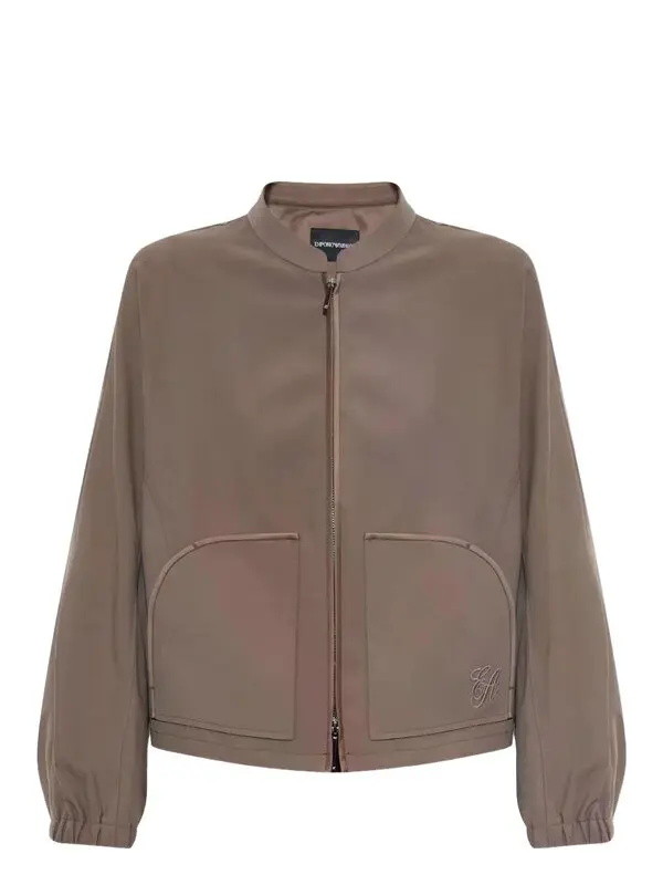 Emporio Armani Embroidered-logo Bomber Jacket - Brown