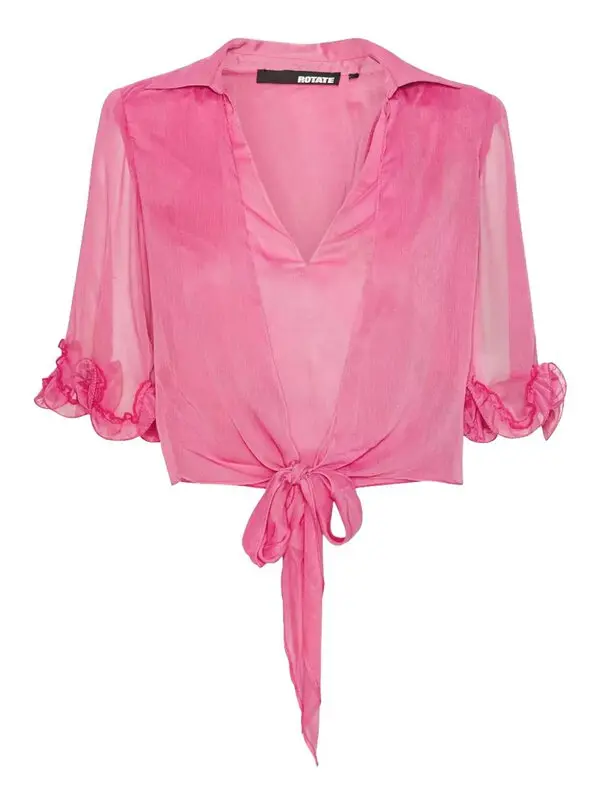 ROTATE BY BIRGER CHRISTENSEN Cropped Blouse - Pink