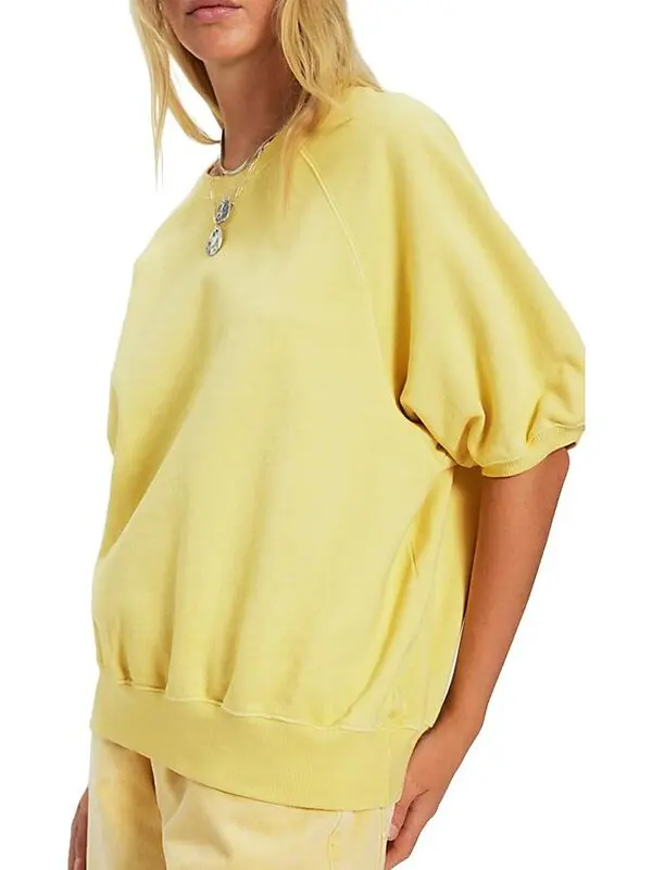 Free People Terry Puff Sleeve Sweatshirt - Daffodil