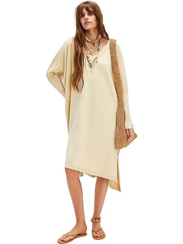 Free People We The Free Happy Place Maxi Sweatshirt - Soybean