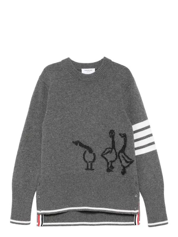 Thom Browne Geese-intarsia Crewneck Sweater - Grey