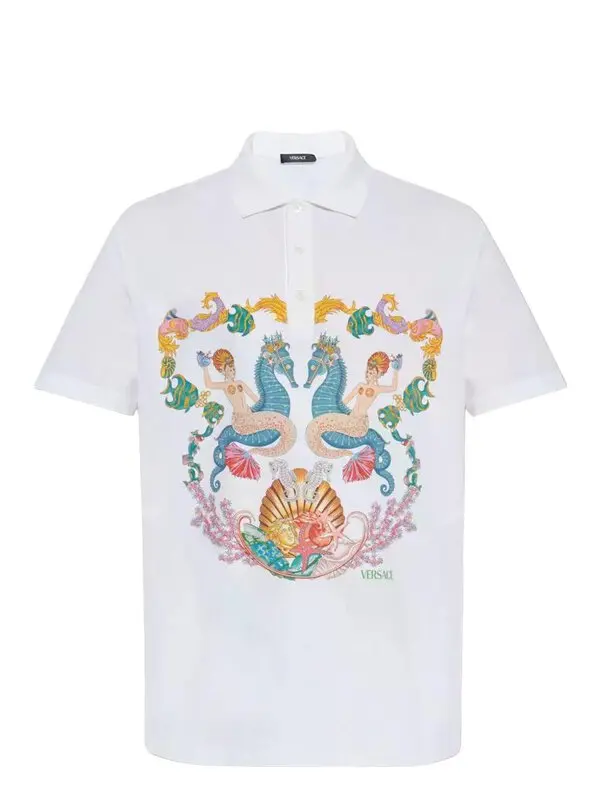 Versace Graphic-print Polo Shirt - White