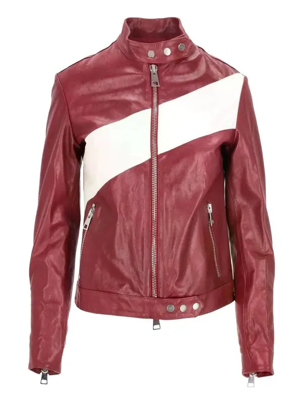 LA ROSE Zip-up Leather Jacket - Red