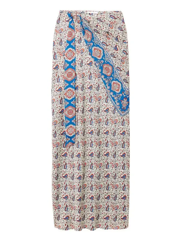Rabanne Chain-detailed Paisley-print Crepe Maxi Skirt - Cream