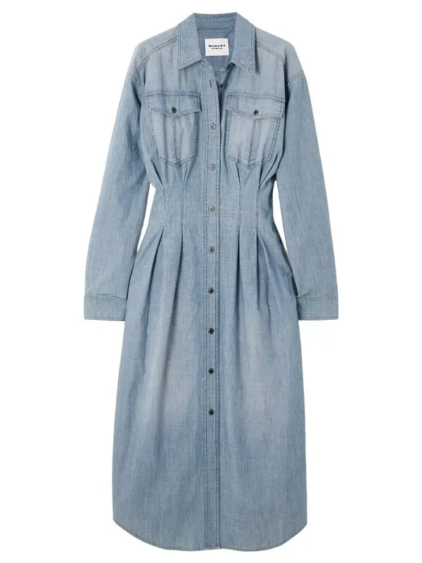 MARANT ETOILE Nolwen Cotton-chambray Midi Shirt Dress - Blue