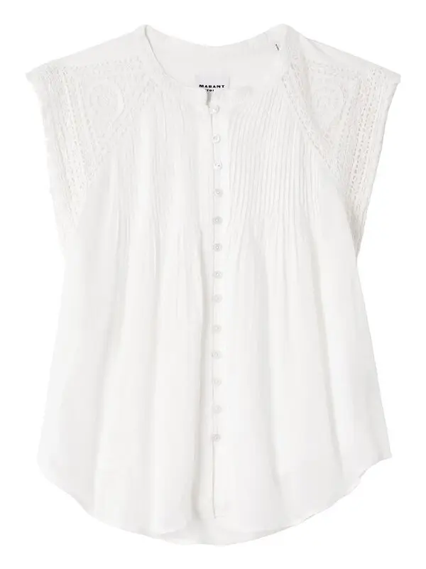 MARANT ETOILE Gresia Crochet-trimmed Pintucked Cotton-voile Top - White