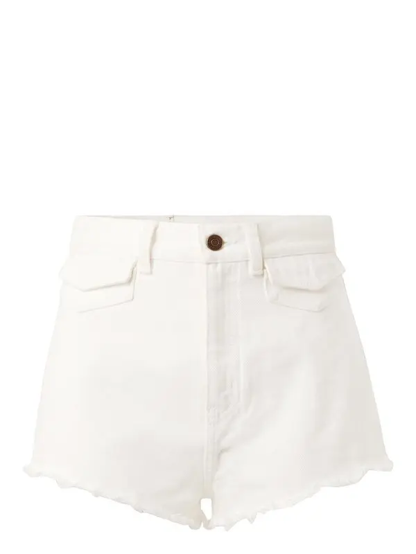 Chloé Frayed Denim Shorts - White