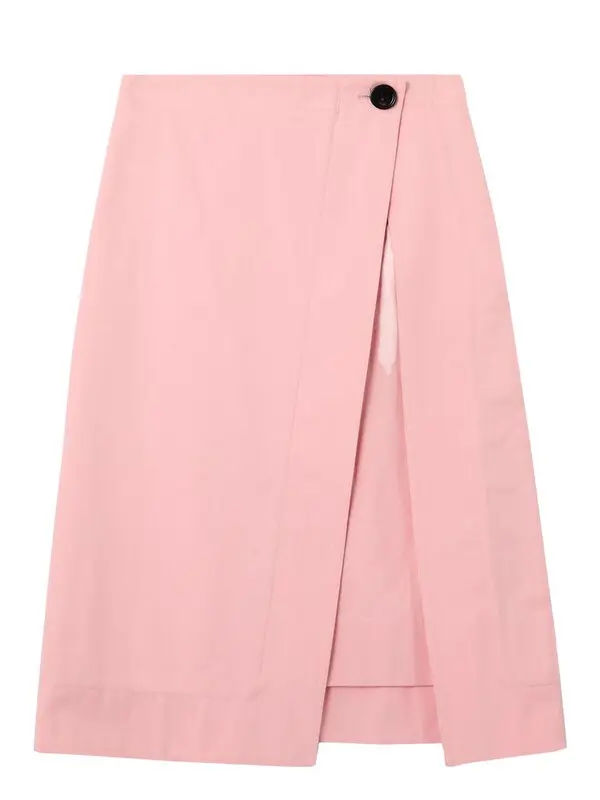 Bottega Veneta Wrap-effect Organic Cotton-twill Skirt - Pink