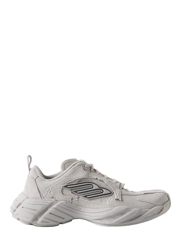 Balenciaga Monday Rubber-trimmed Leather Sneakers - Gray