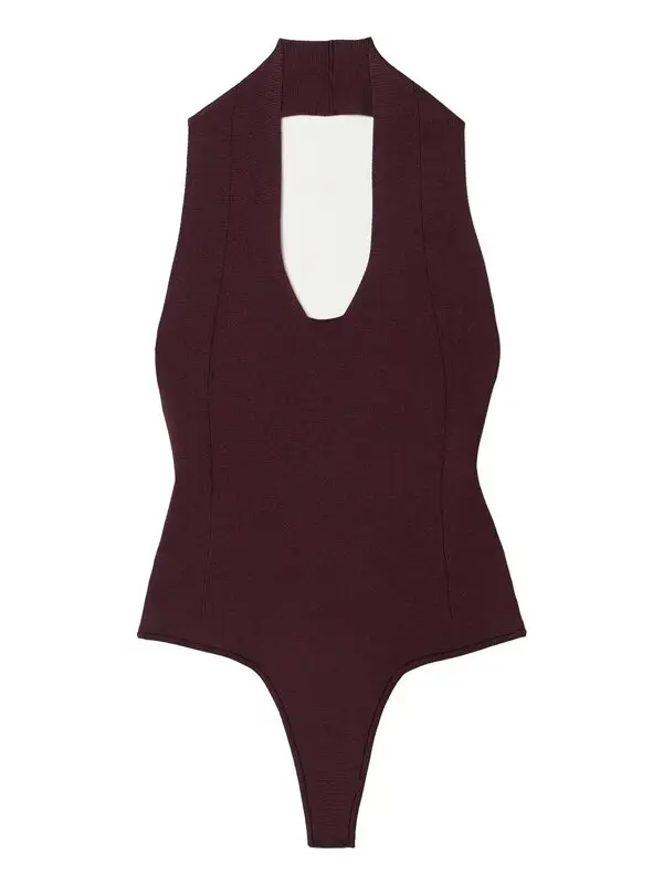 Khaite Toto Stretch-knit Halterneck Bodysuit - Burgundy