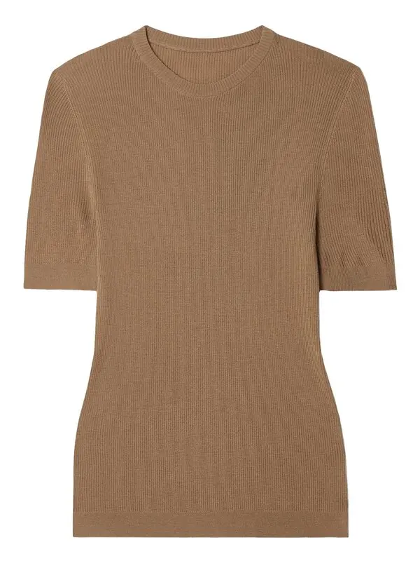 Khaite Celina Ribbed Wool-blend Top - Brown