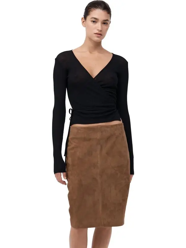 ST. AGNI Baby Wool Wrap Top - Black