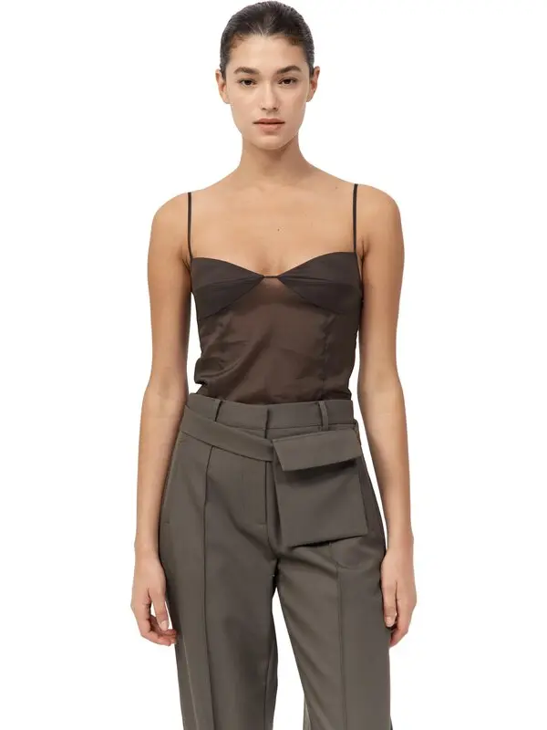 ST AGNI Silk Cami - Black Olive