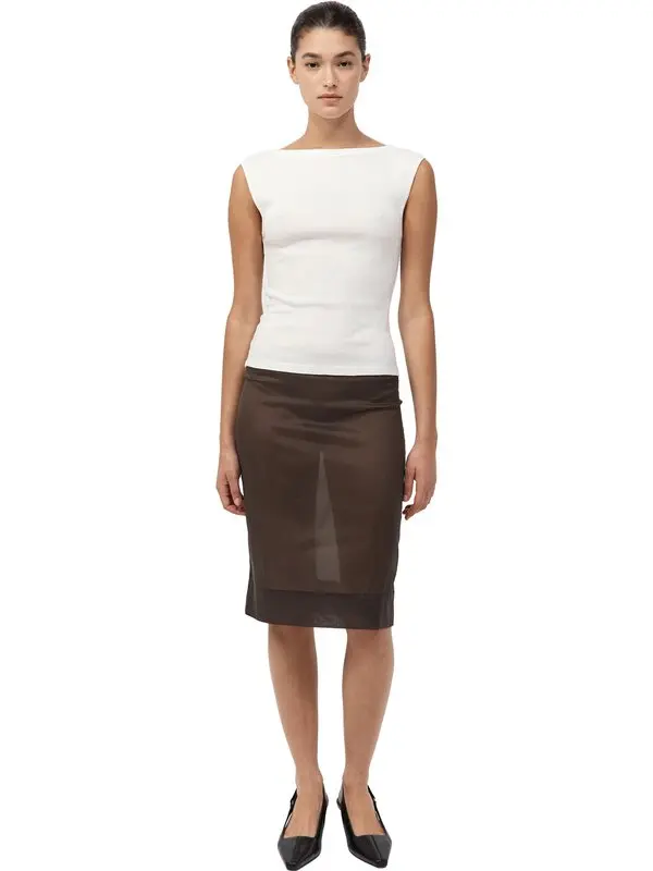 ST AGNI Sheer Knee-length Skirt - Black Olive