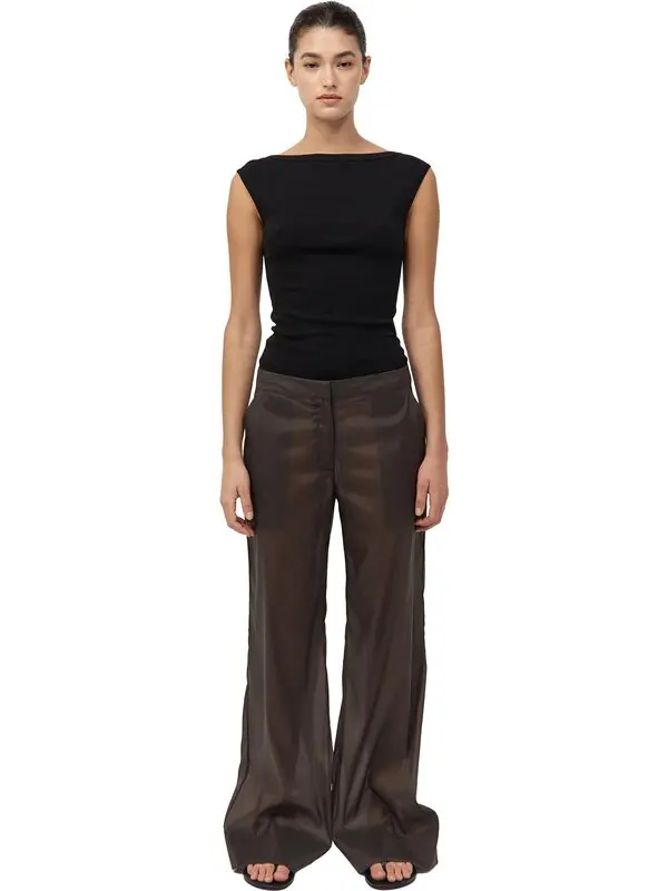 ST AGNI Tailored Transparent Trousers - Black Olive