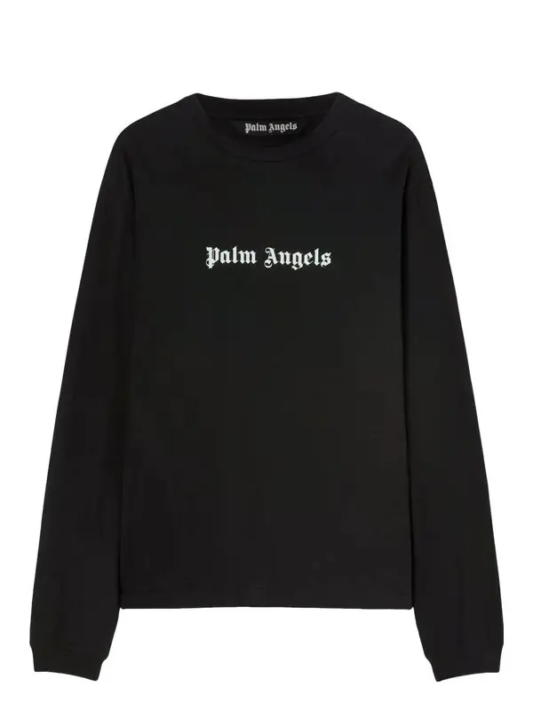 Palm Angels Embroidered-logo Long-sleeve T-shirt - Black